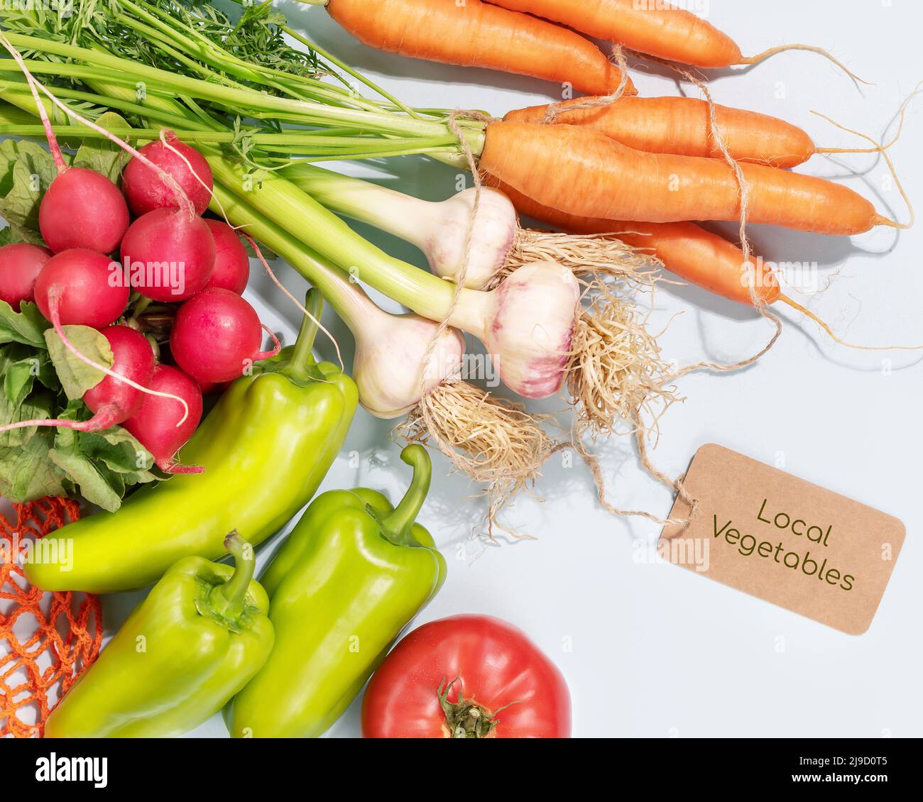 Season vegetables with label with inscription Local vegetables Stock ...