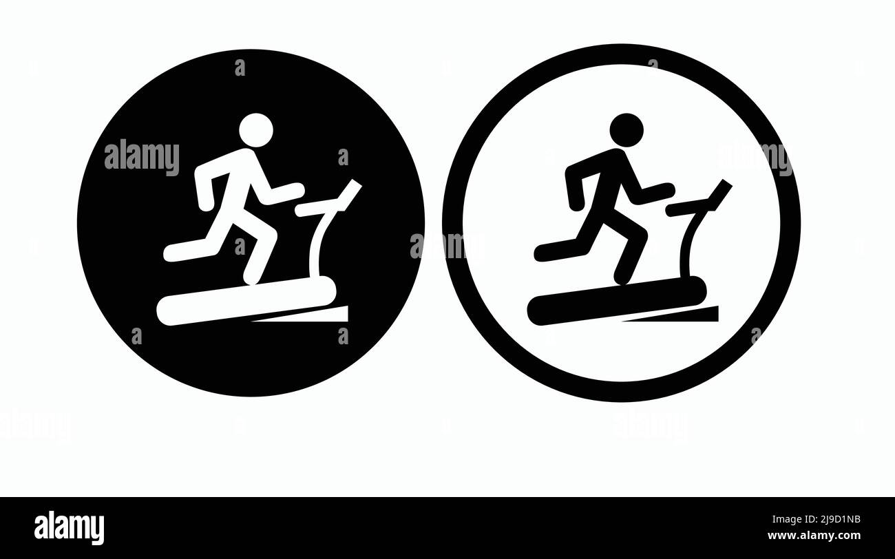 Treadmill Icon Set. Vector flat isolated black and white illustration ...