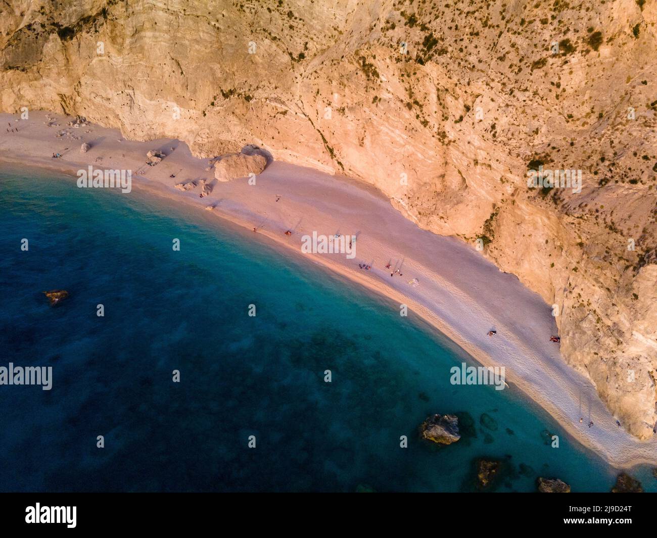 overhead view of porto katsiki beach at sunset Lefkada island Greece ...