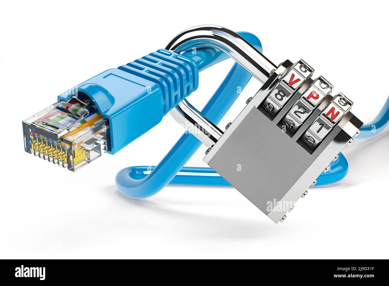 Vpn Internet Security And Data Protection Concept Network Ethernet Cable Locked With Code Lock