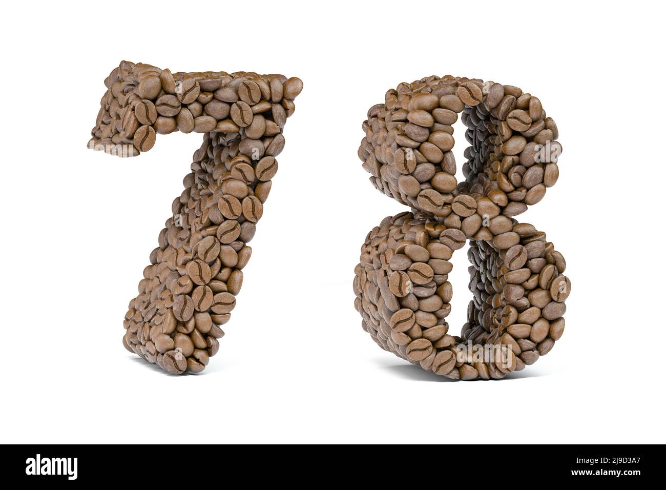 Number 7 seven and number 8 eight from coffee bean isoilated on white ...