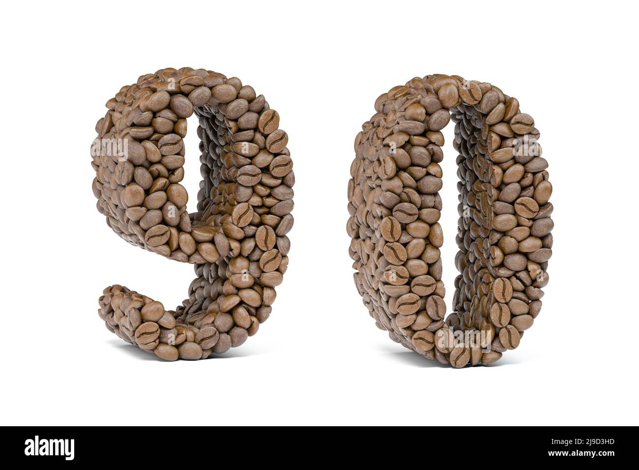 Number 9 nine and number 0 zero four from coffee bean isoilated on ...
