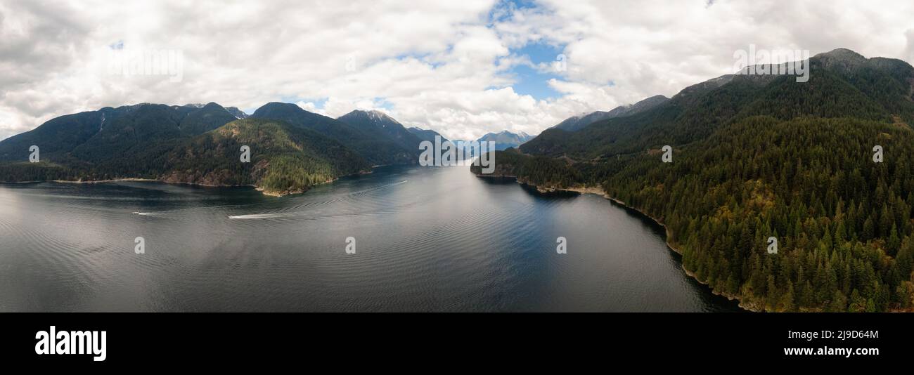 Panoramic Aerial View of Indian Arm, Mountains and Canadian Nature ...