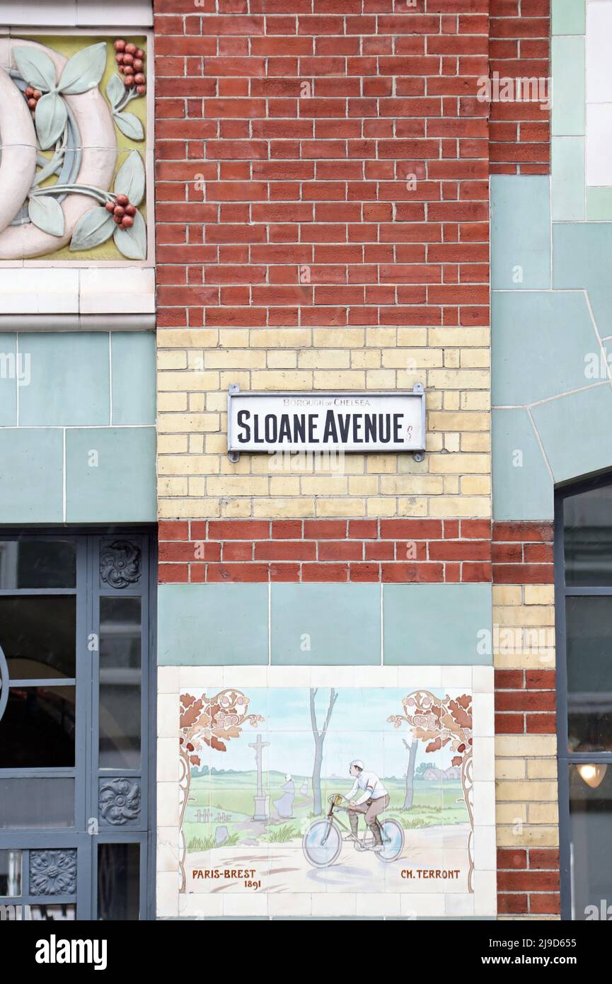 Tile panel showing Charles Terront who won the Paris to Brest cycling ...