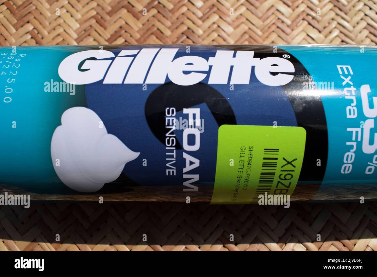 Gillette Classic Sensitive Shave Foam in blue teal color bottle. 33 ...