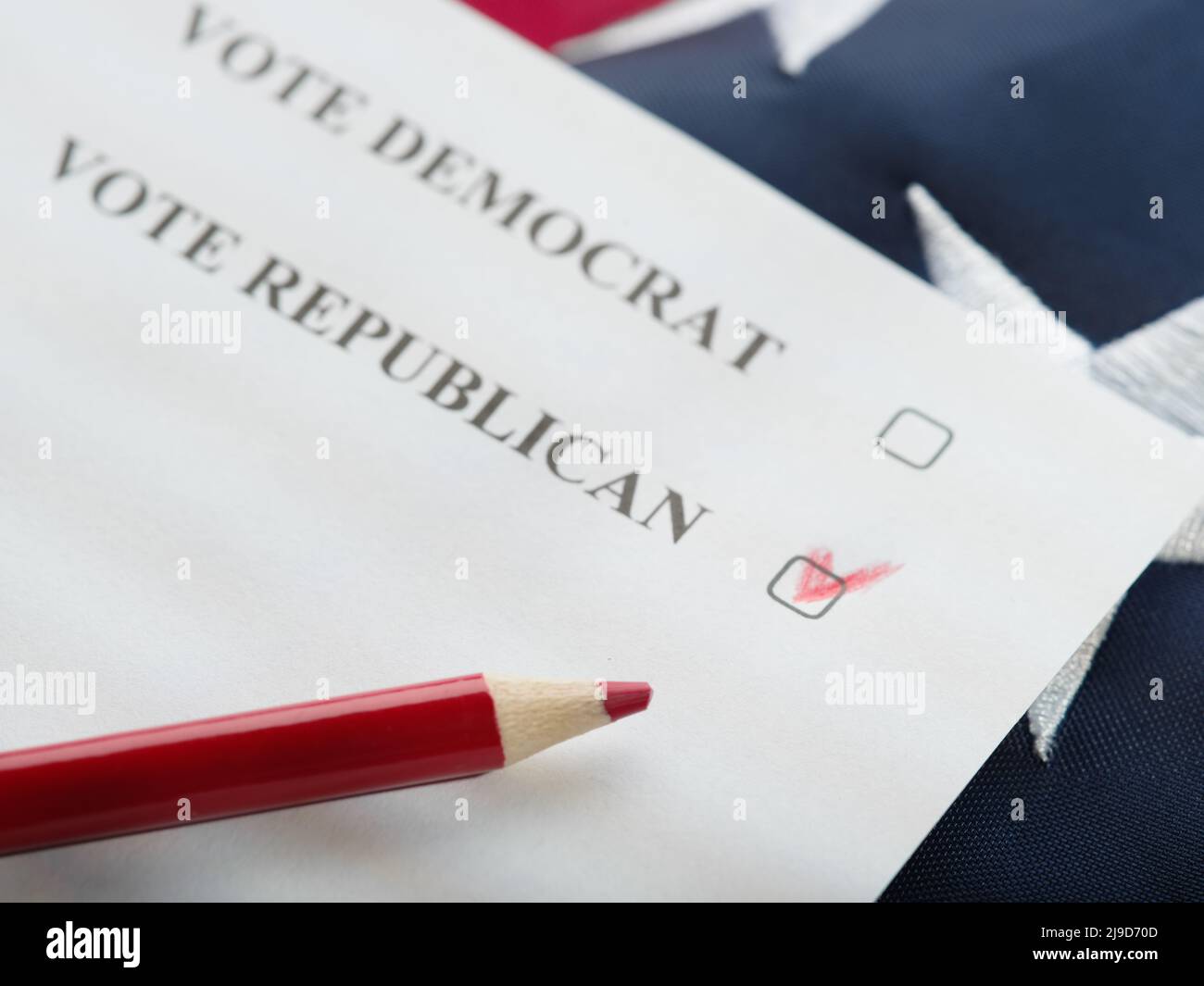 Mark opposite the Republican Party on the ballot in red pencil. The ...