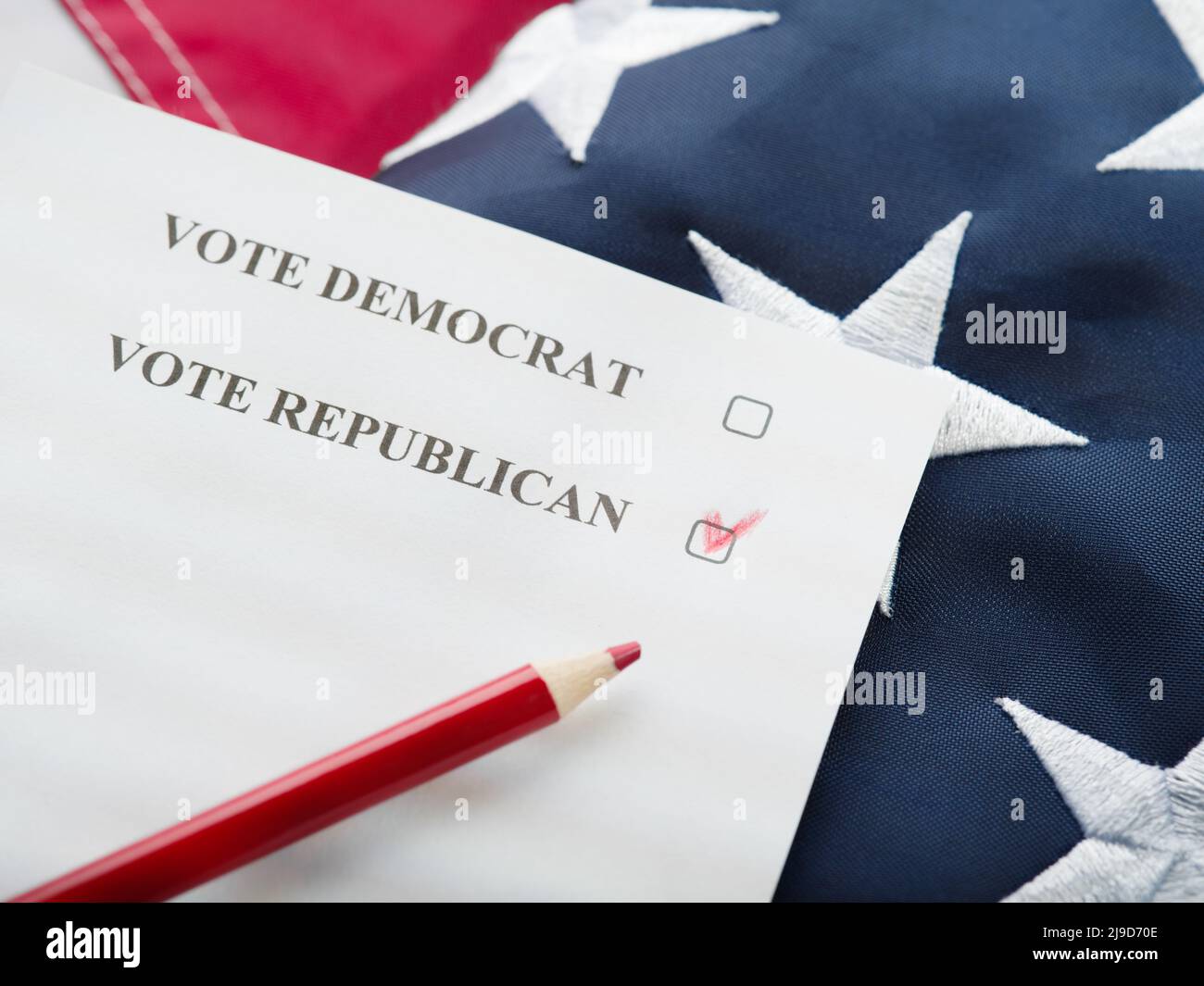 A checkmark opposite the Republican Party on the ballot, a red pencil ...