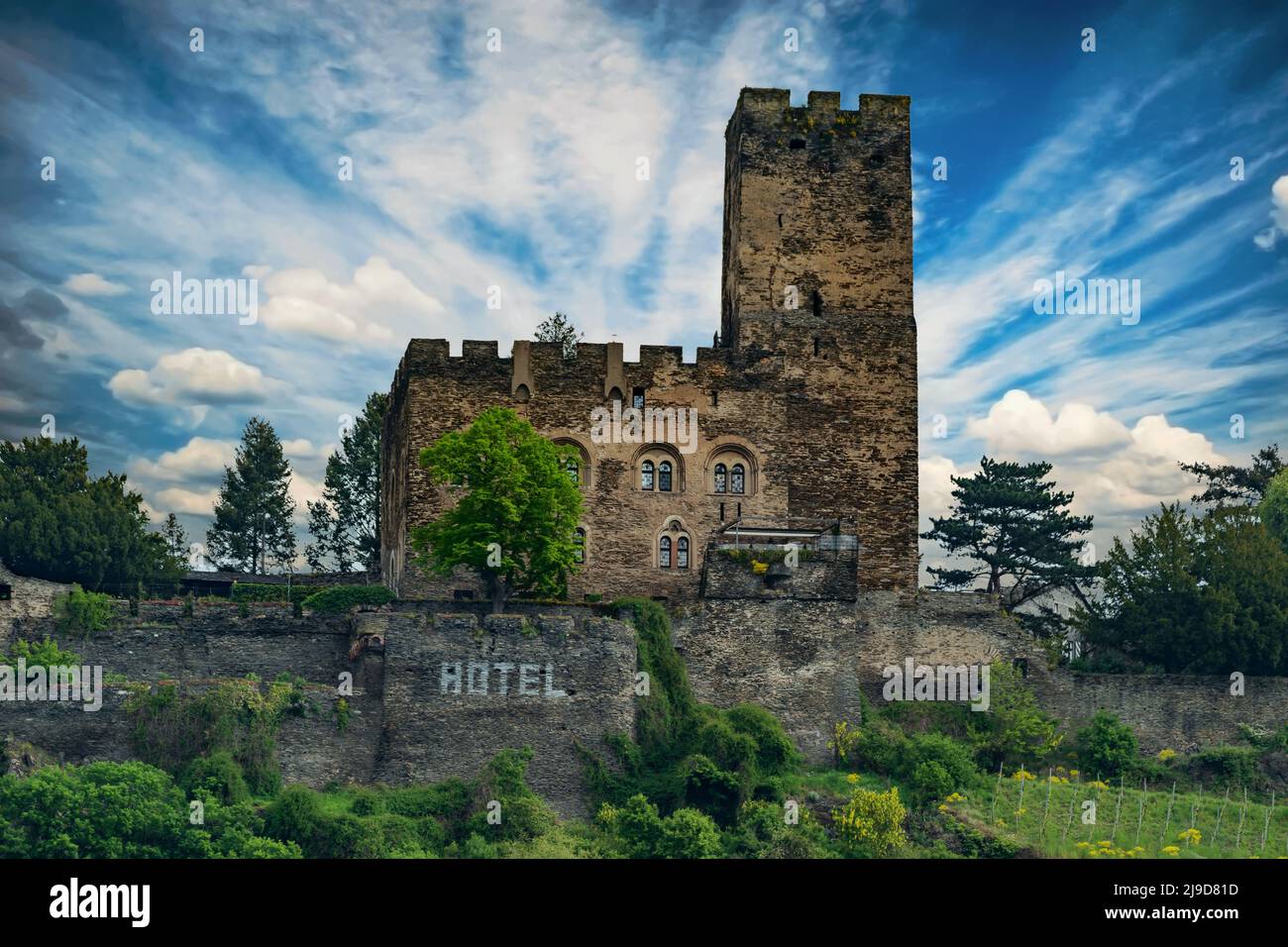 Castle Hotel on the Rhine River in Germany Stock Photo - Alamy