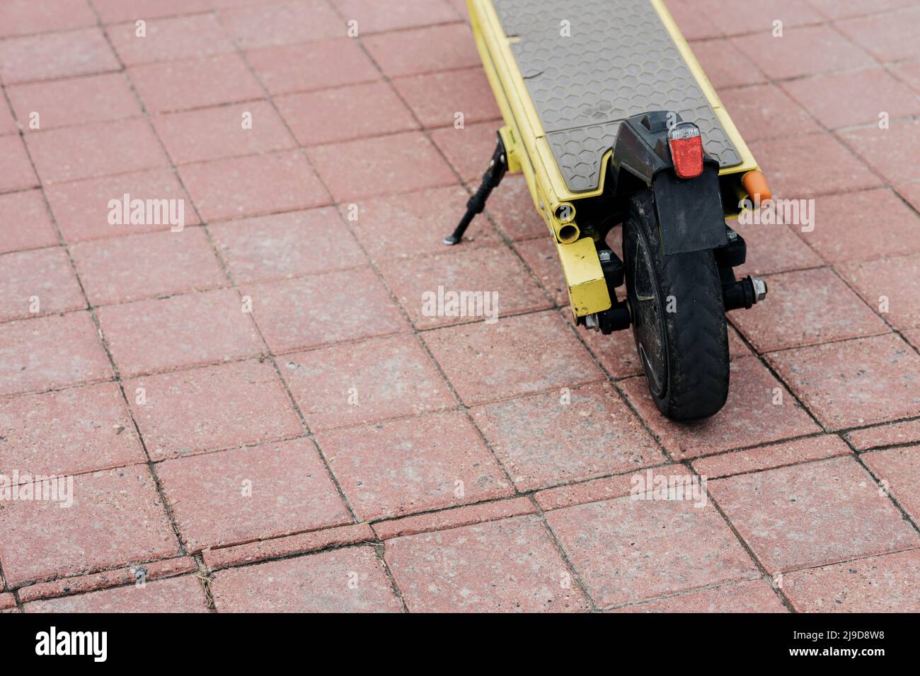electric scooter back view. Chrome disc brake and abs. motorbike ...