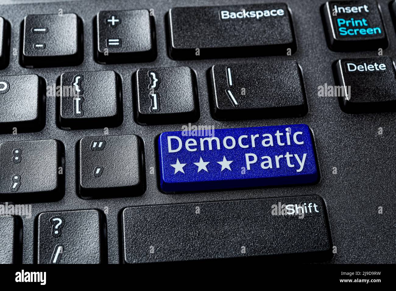 Democratic Party blue key on a decktop pc keyboard. United States ...