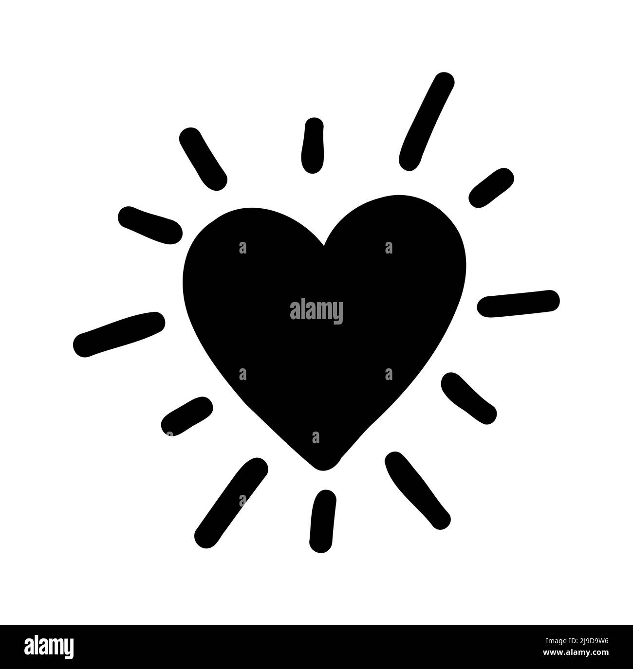 Doodle hearts. Love hand drawn cute line heart set. Vector shapes Stock ...