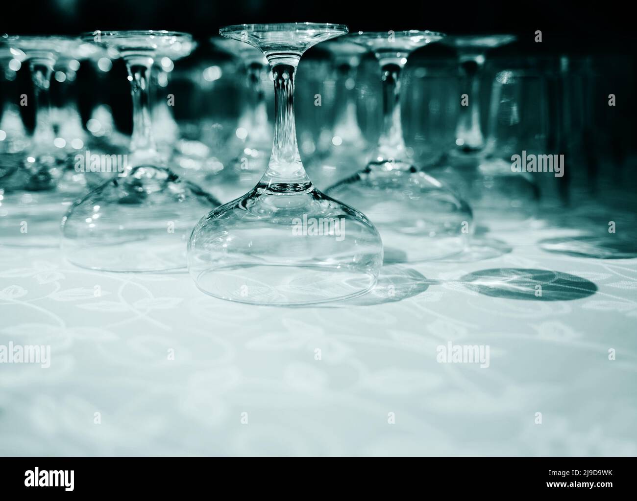 Rows of empty glasses for beverage. celebration Stock Photo - Alamy