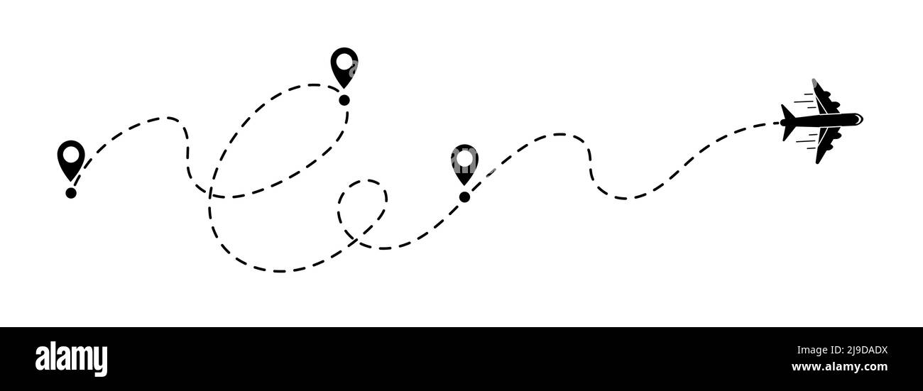 Aircraft flight route Plane vector illustration Stock Vector Image ...