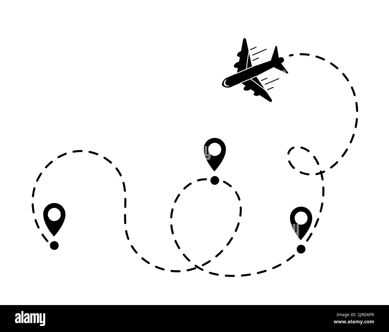 Aircraft flight route Plane vector illustration Stock Vector Image ...