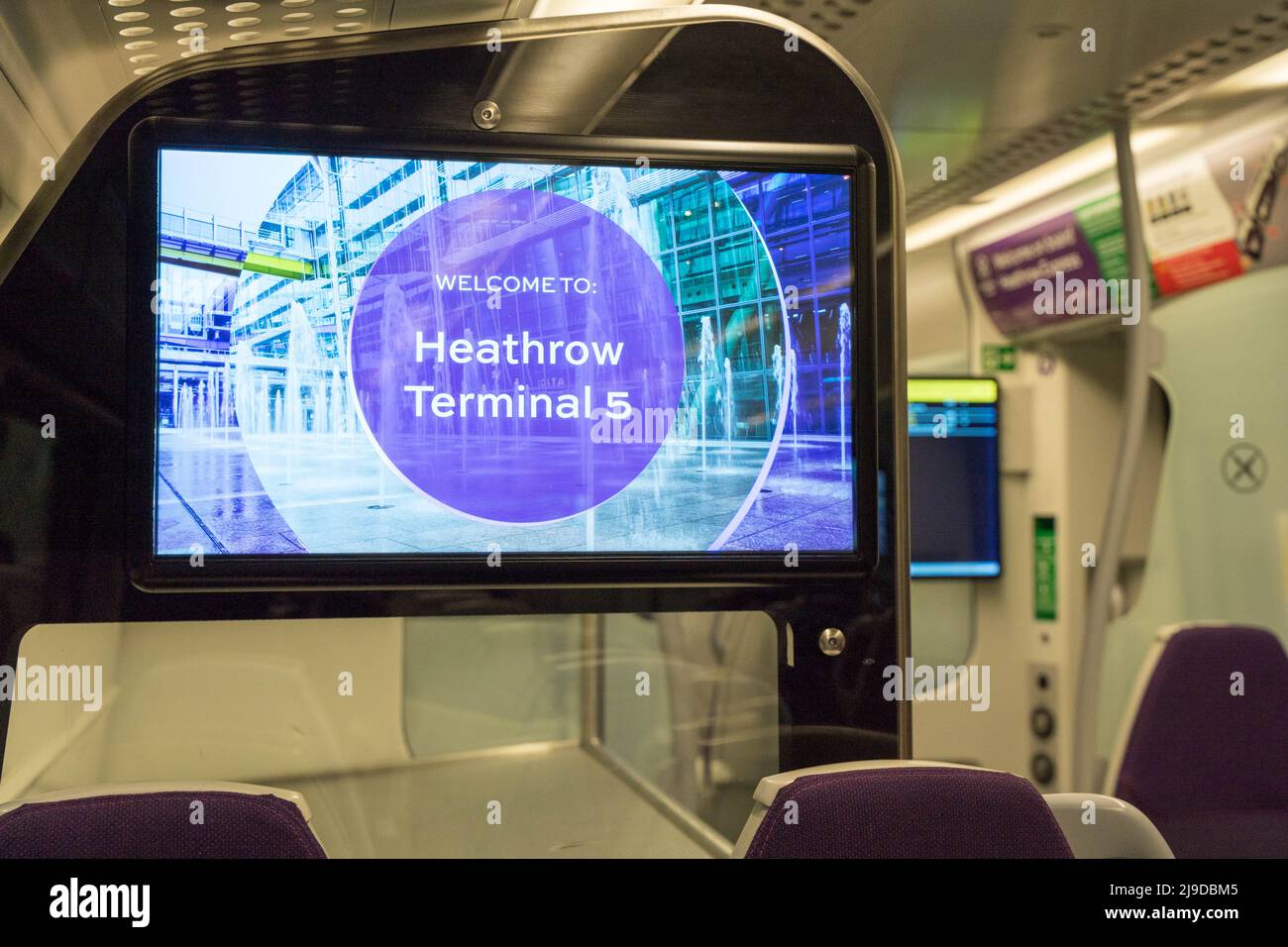 Heathrow Terminal 5 ads appears on the LED screen on board Heathrow ...