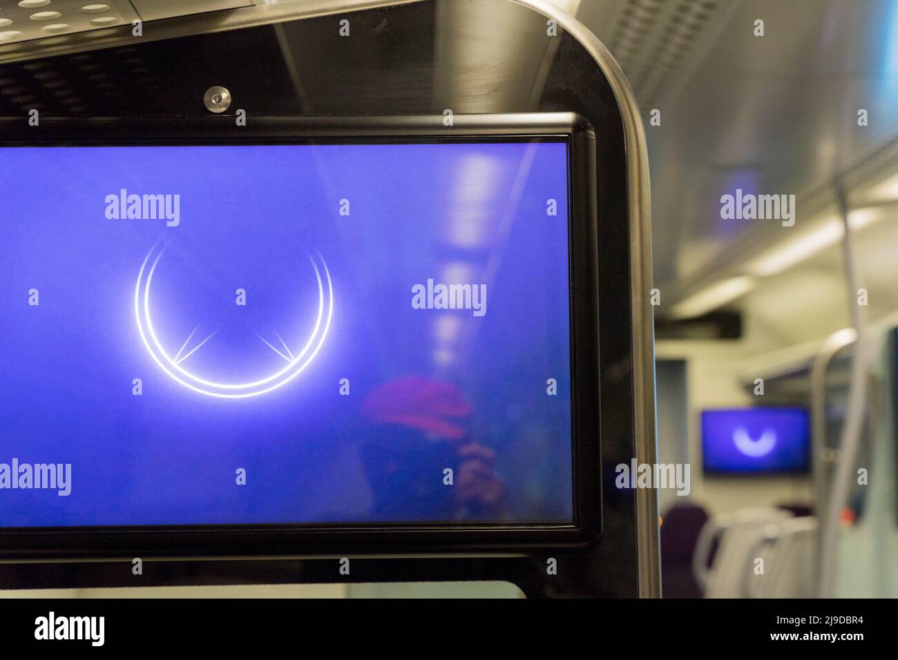 Information system LED screen on the Heathrow express train London ...