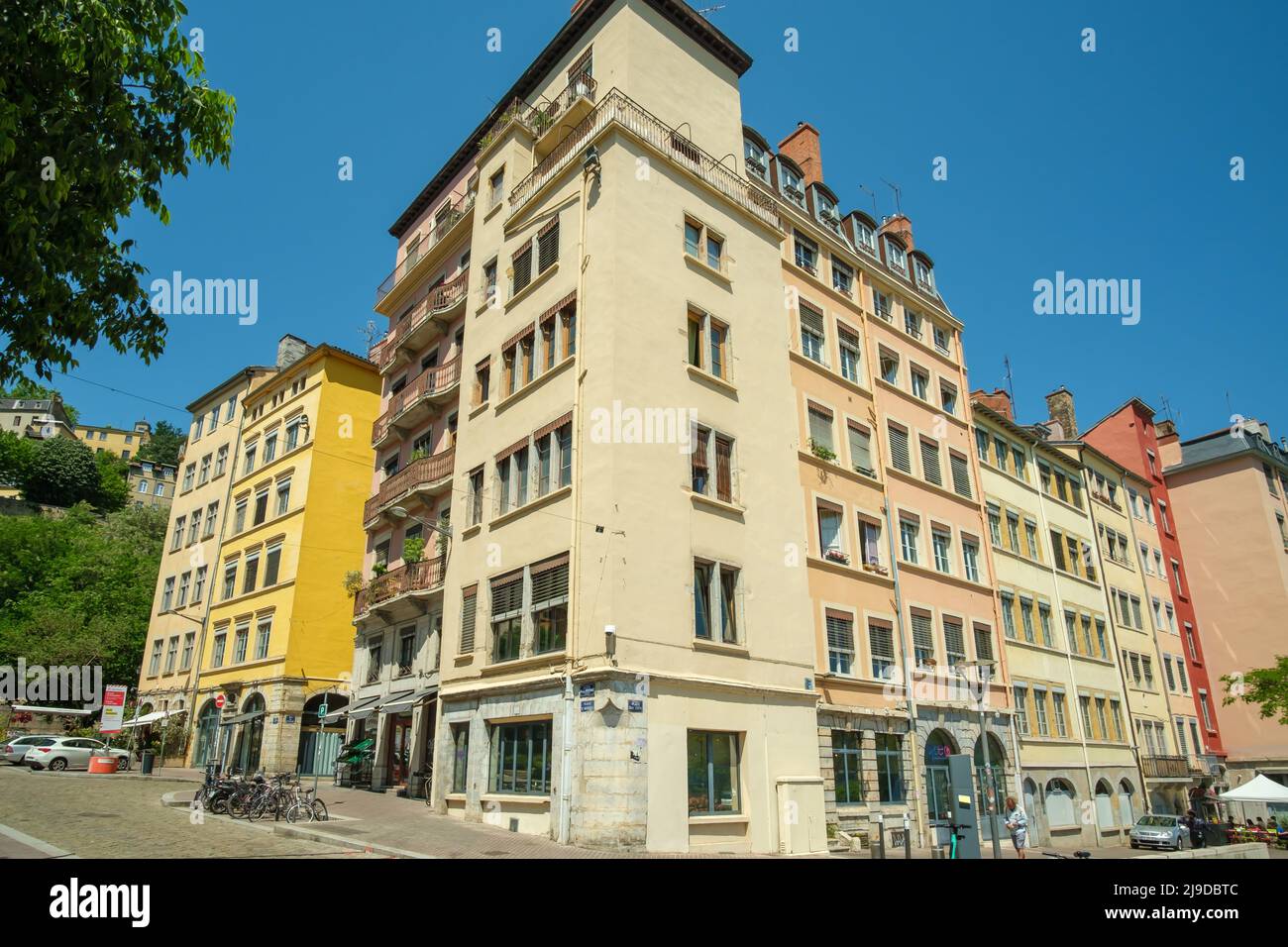 Lyon, France - May 11, 2022 : Tall and colourful residential buildings ...