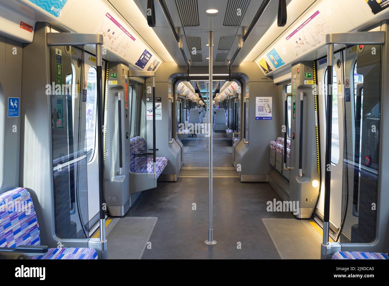 interior view of Elizabeth line train carriage , newly open between ...