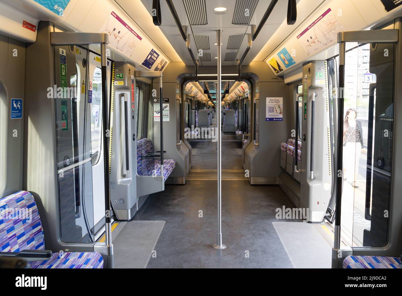 interior view of Elizabeth line train carriage , newly open between ...