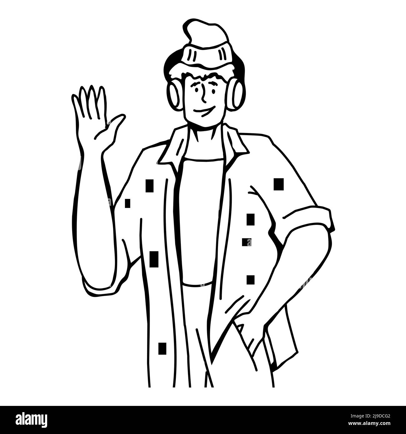 Young happy man smiling waving hand in greeting gesture, saying hello ...