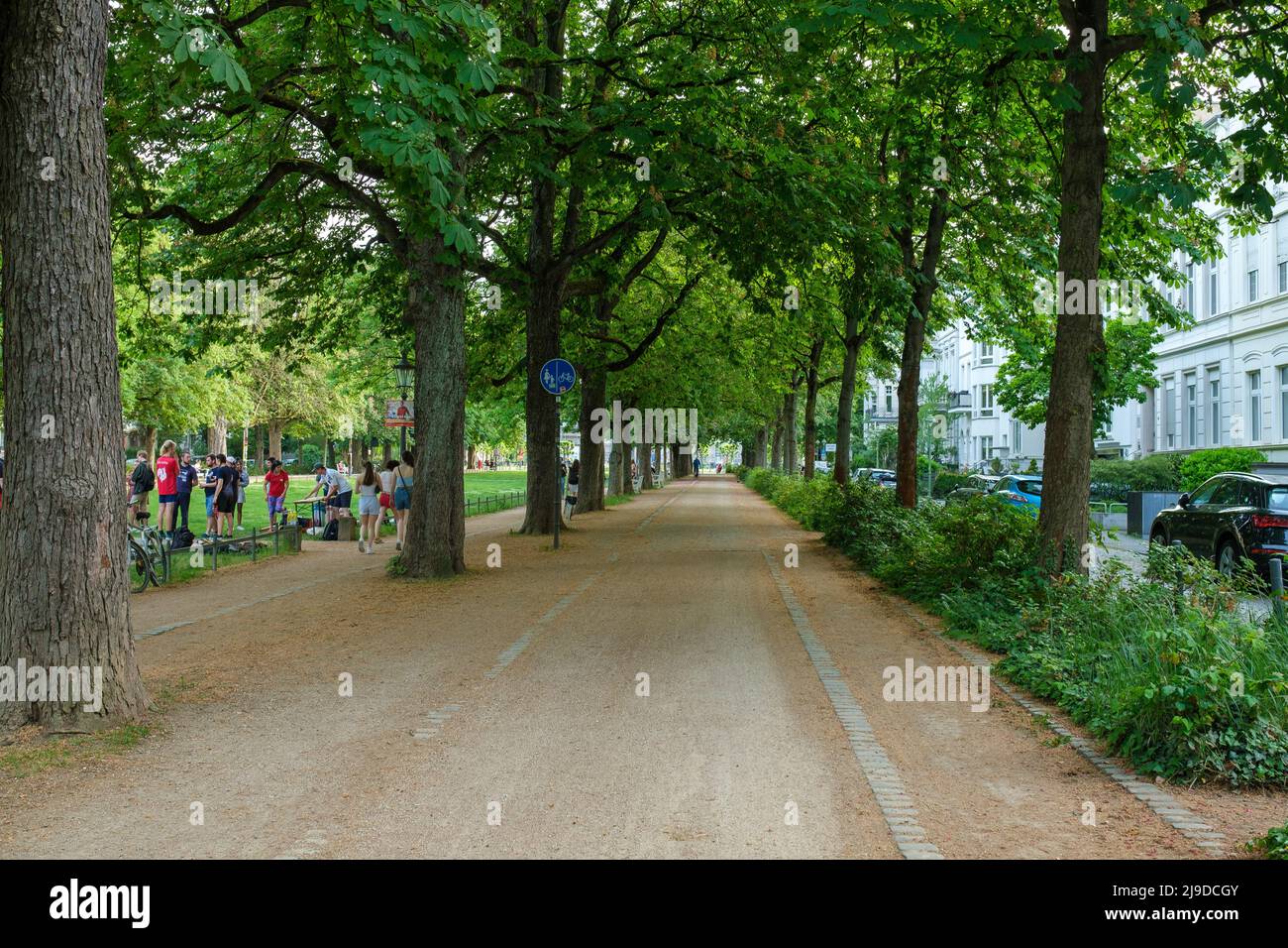 Bonn, Germany - May 18, 2022 : A park with trees for pedestrians and ...