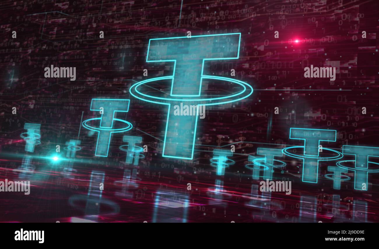 Tether stablecoin blockchain crypto currency and USDT digital money ...