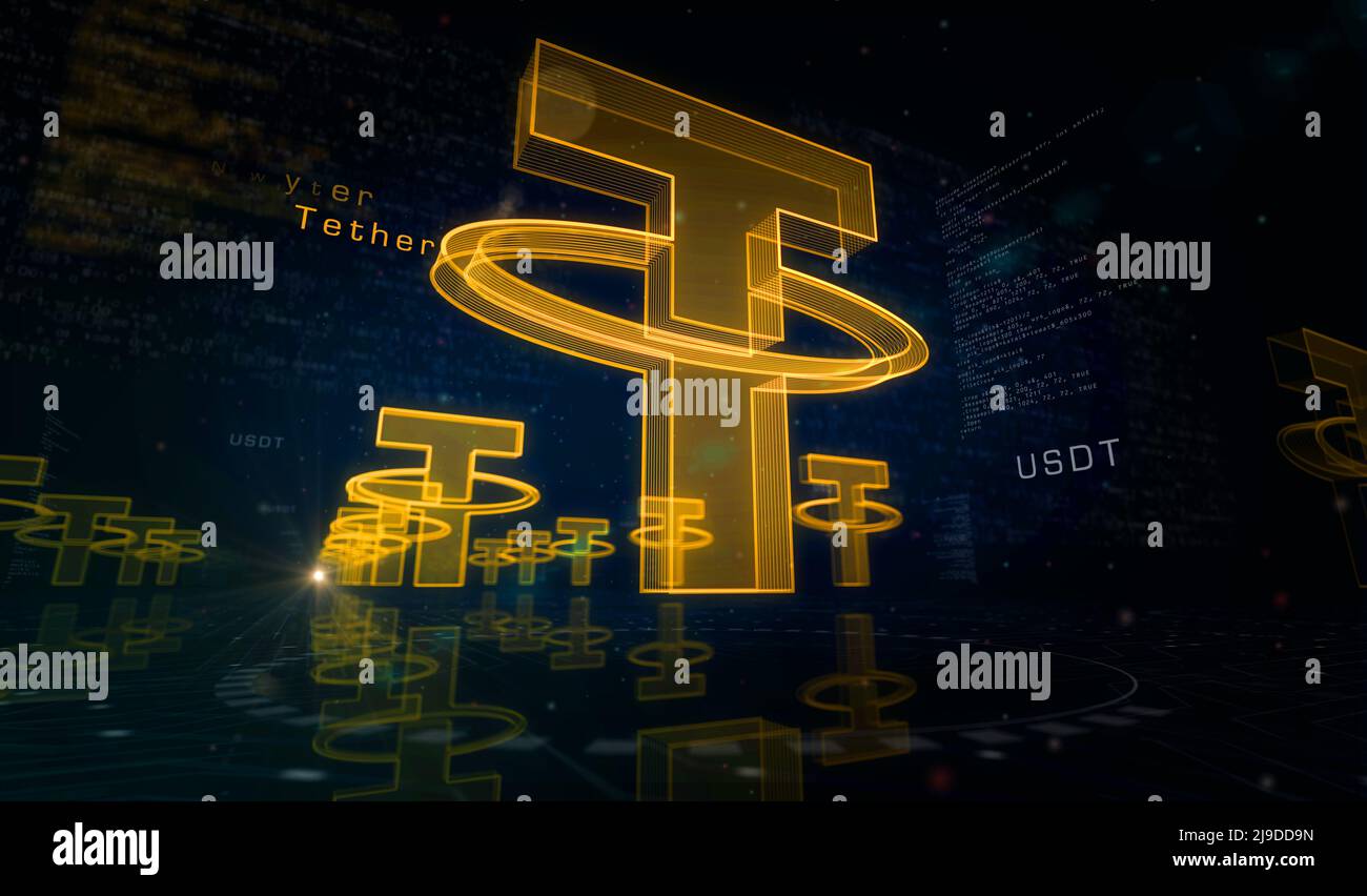 Tether stablecoin blockchain crypto currency and USDT digital money ...