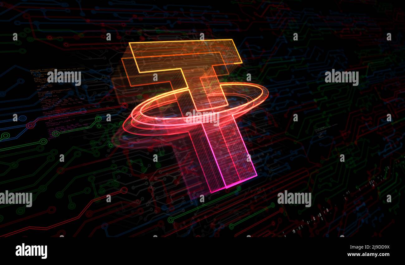 Tether stablecoin blockchain crypto currency and USDT digital money ...