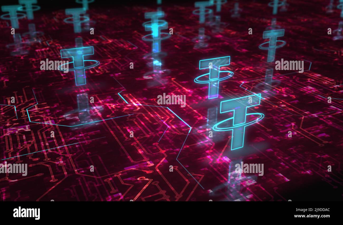 Tether stablecoin blockchain crypto currency and USDT digital money ...
