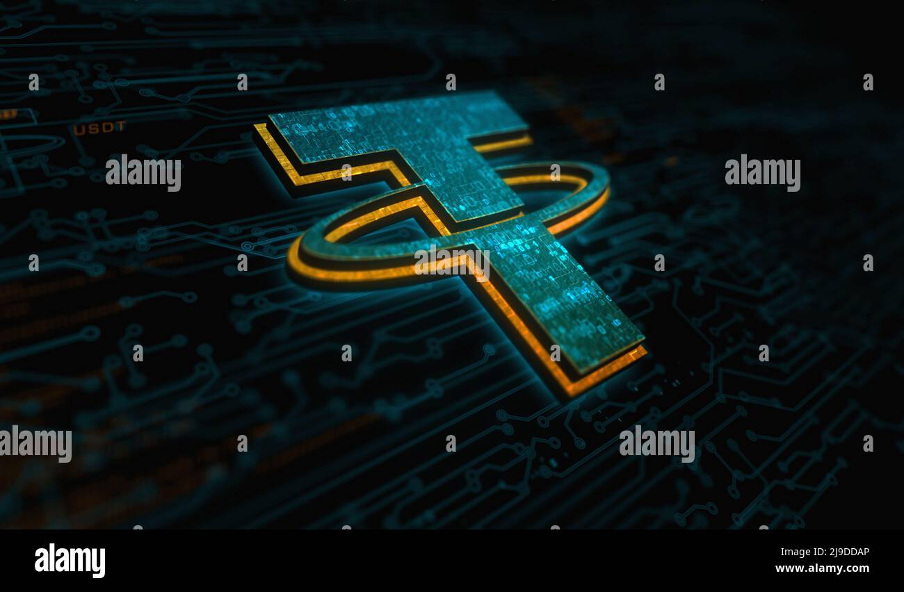 Tether stablecoin blockchain crypto currency and USDT digital money ...