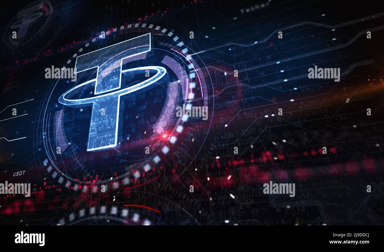 Tether stablecoin blockchain crypto currency and USDT digital money ...