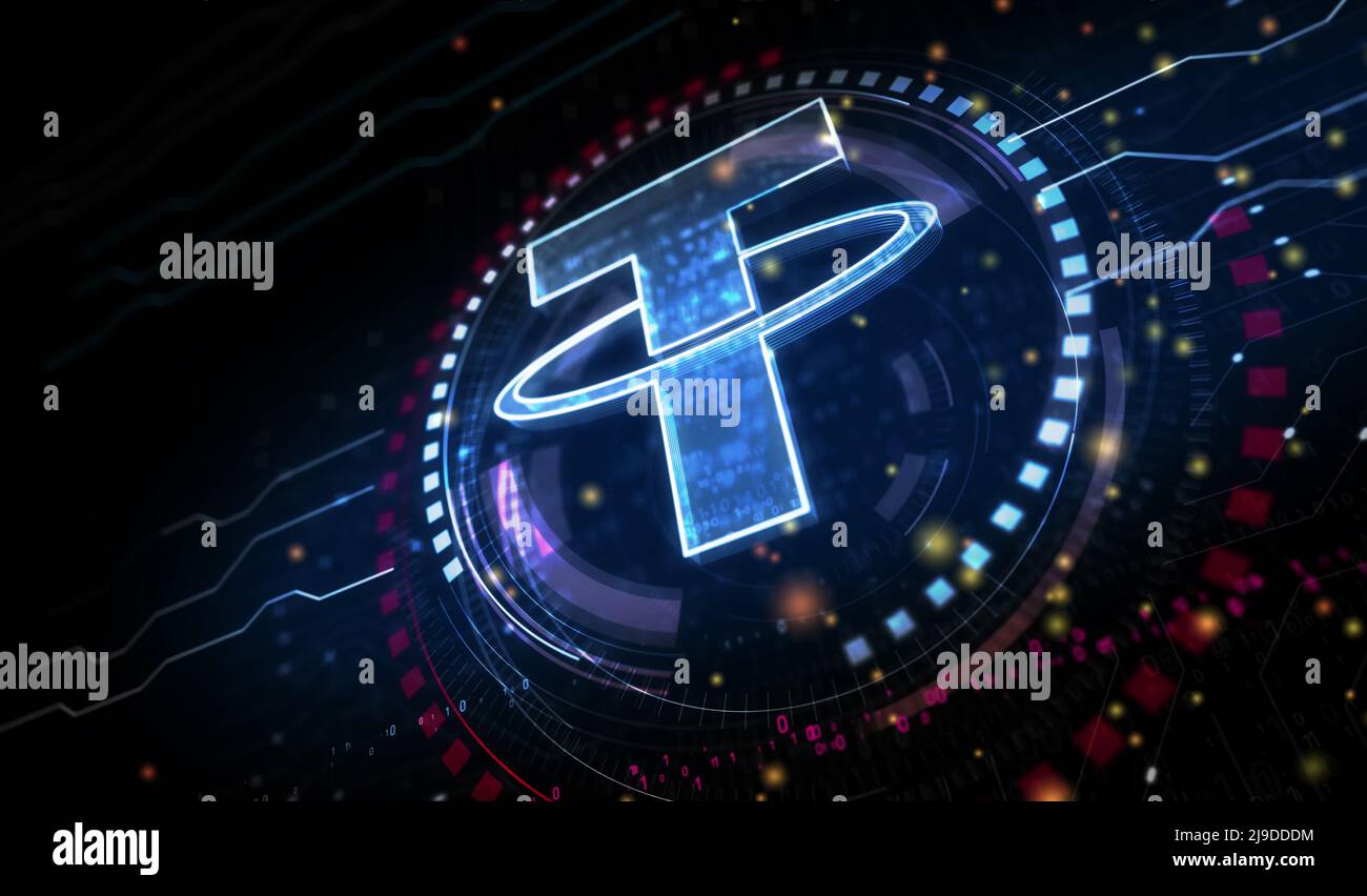 Tether stablecoin blockchain crypto currency and USDT digital money ...