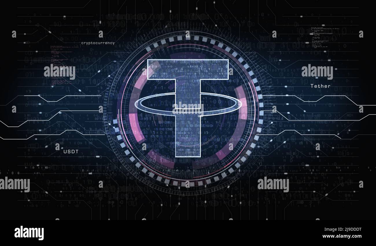 Tether stablecoin blockchain crypto currency and USDT digital money ...