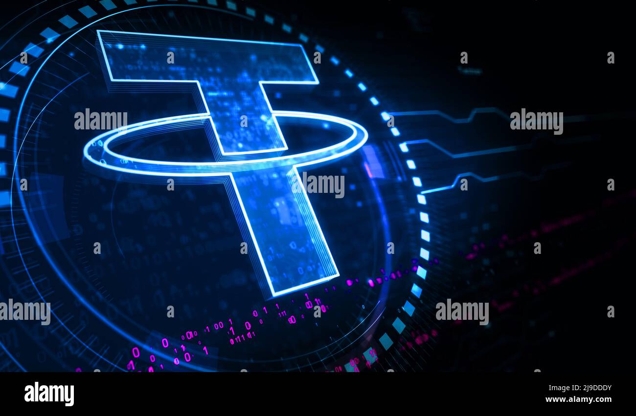 Tether stablecoin blockchain crypto currency and USDT digital money ...