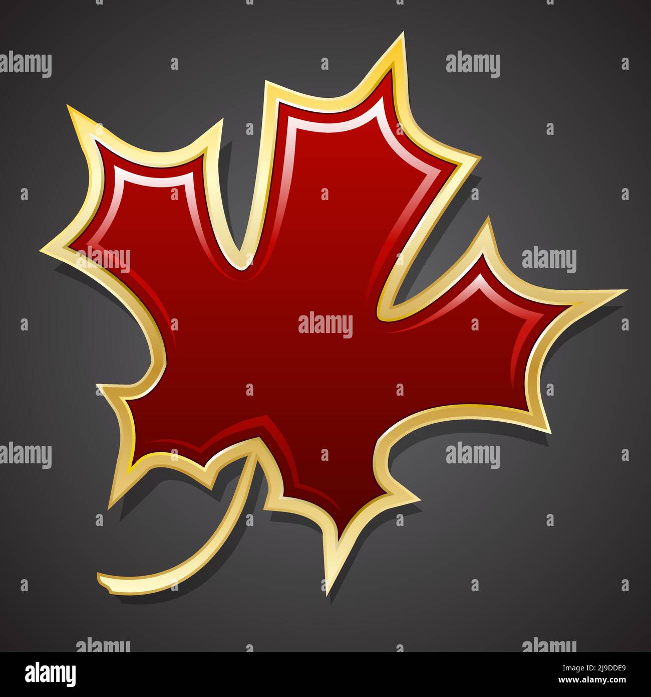 Red maple leaf in the golden cut. Isolated object. Vector illustration ...