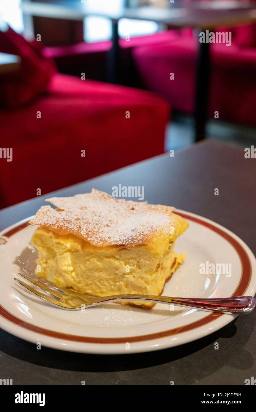 Austrian sweet dessert, filled with white cheese strudel served warm in ...