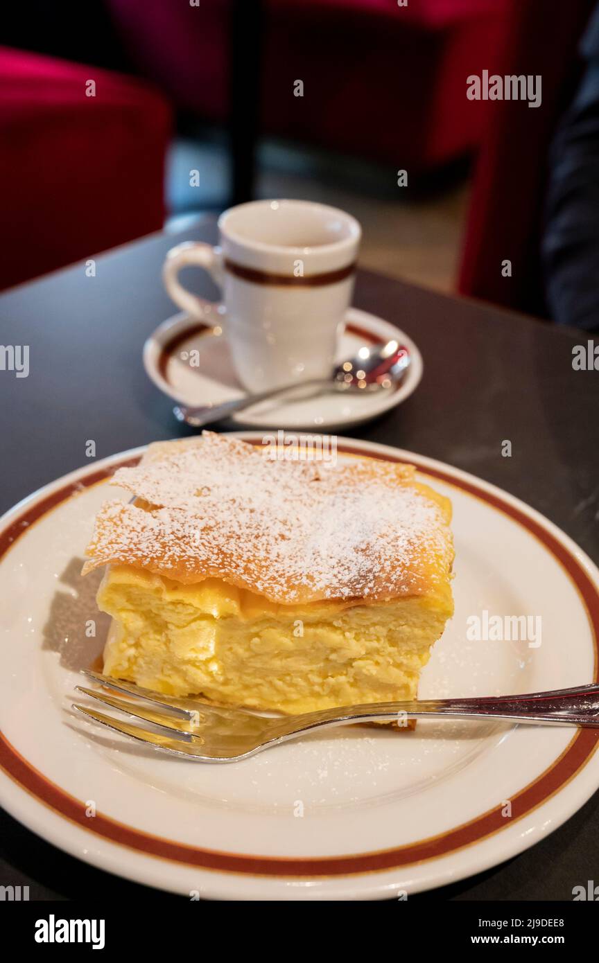 Austrian sweet dessert, filled with white cheese strudel served warm ...