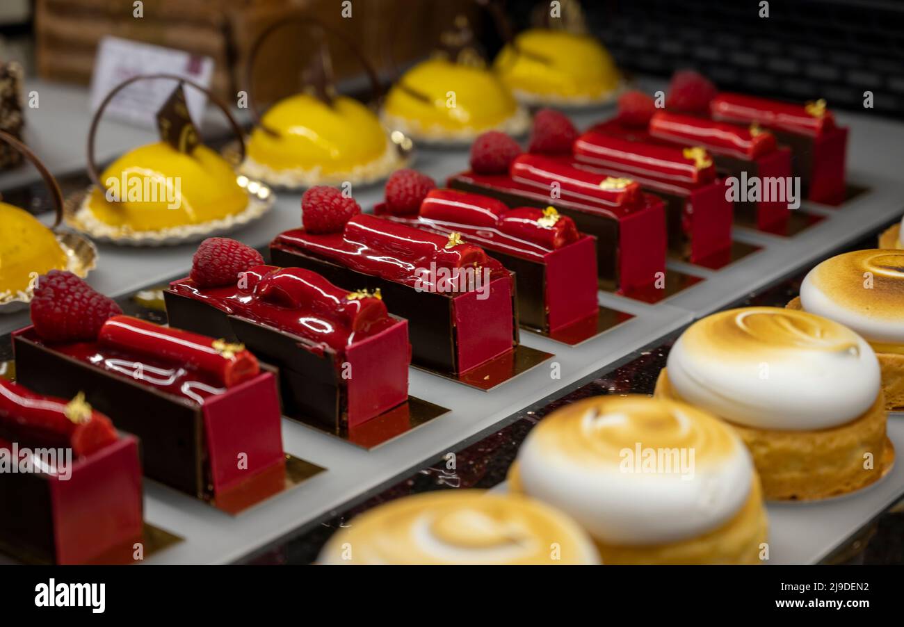 Austrian desserts, different types of chocolate and fruit cakes in ...