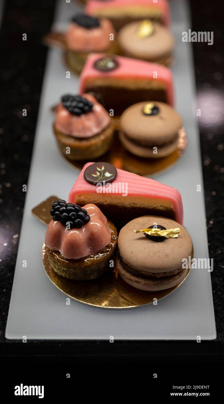 Austrian desserts, different types of chocolate and fruit cakes in ...