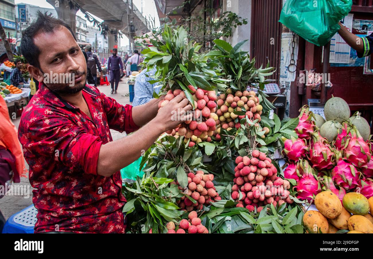 Lichi is a fruit that is very popular in Bangladesh. Vendors are ...