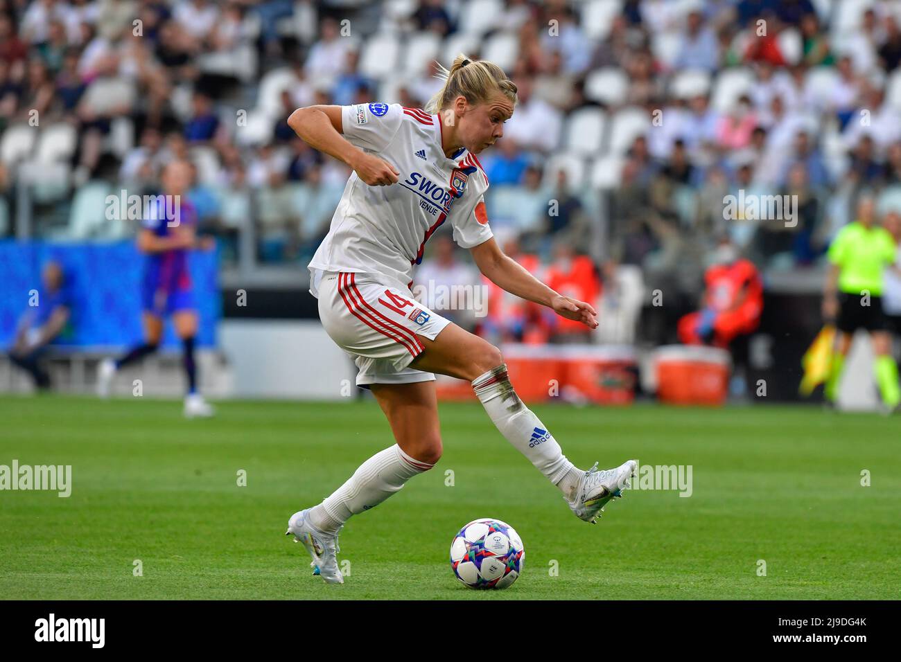 Turin, Italy. 21st, May 2022. Ada Hegerberg (14) of Olympique Lyon seen ...