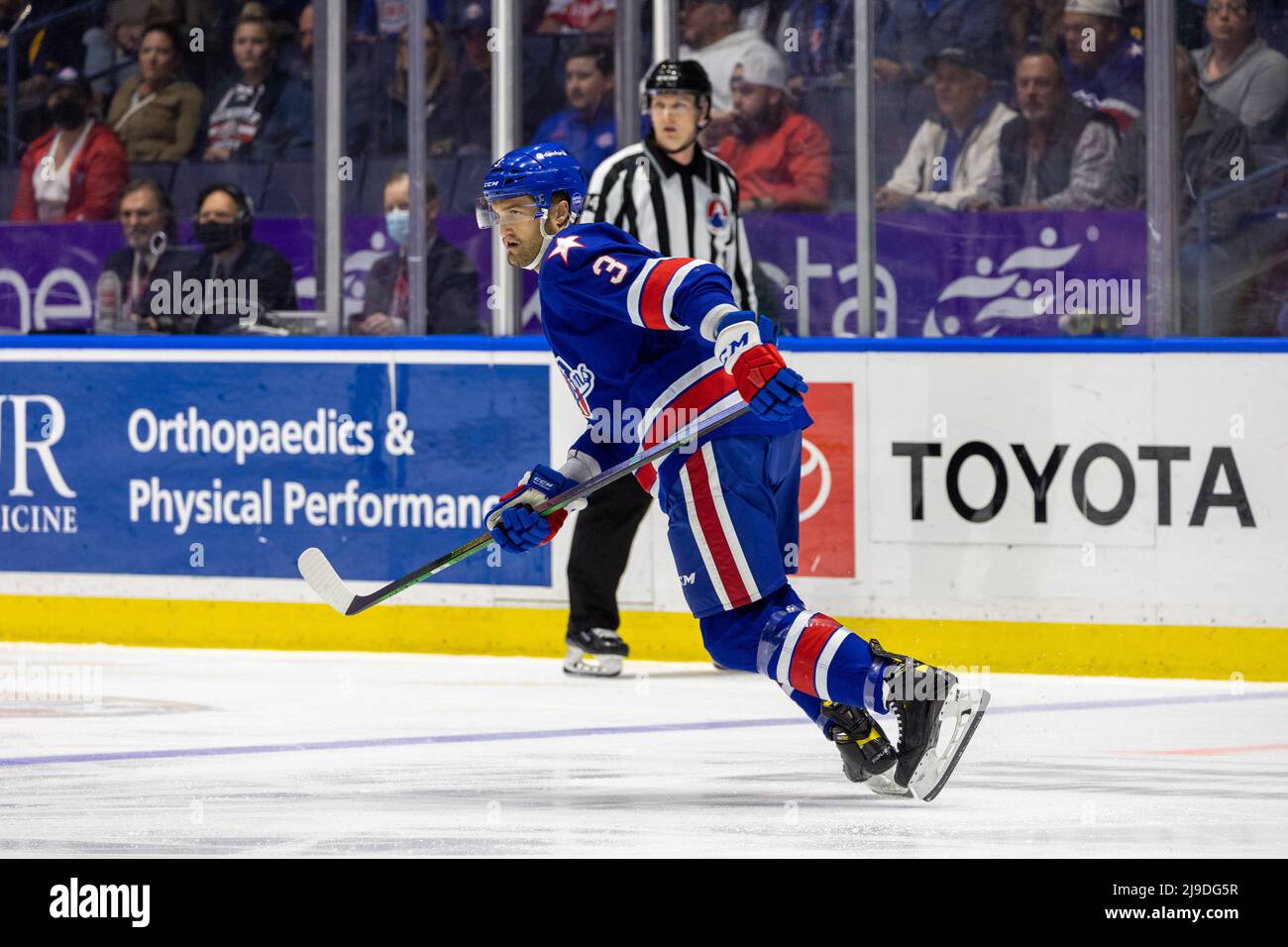 May 17, 2022: Rochester Americans defenseman Mark Alt (3) skates in the ...