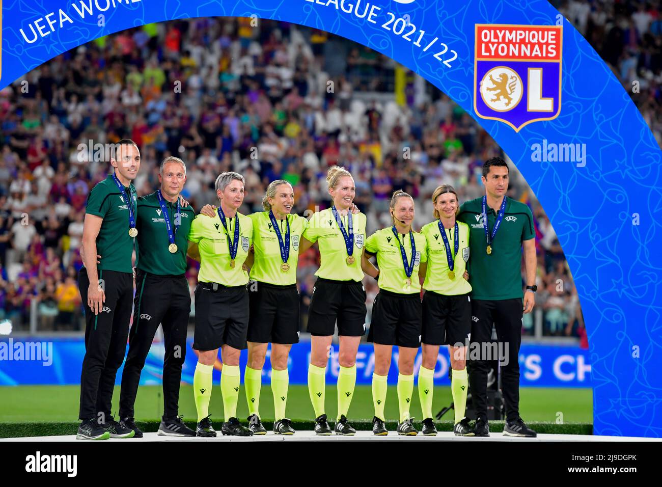 Turin, Italy. 21st, May 2022. Referee Lina Lehtovaara her assistant ...