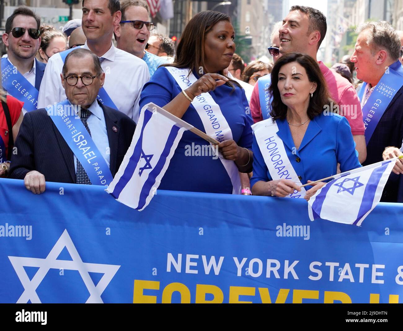 New York, USA. 22nd May, 2022. L-R: Jerry Nadler, Letitia James, Kathy ...