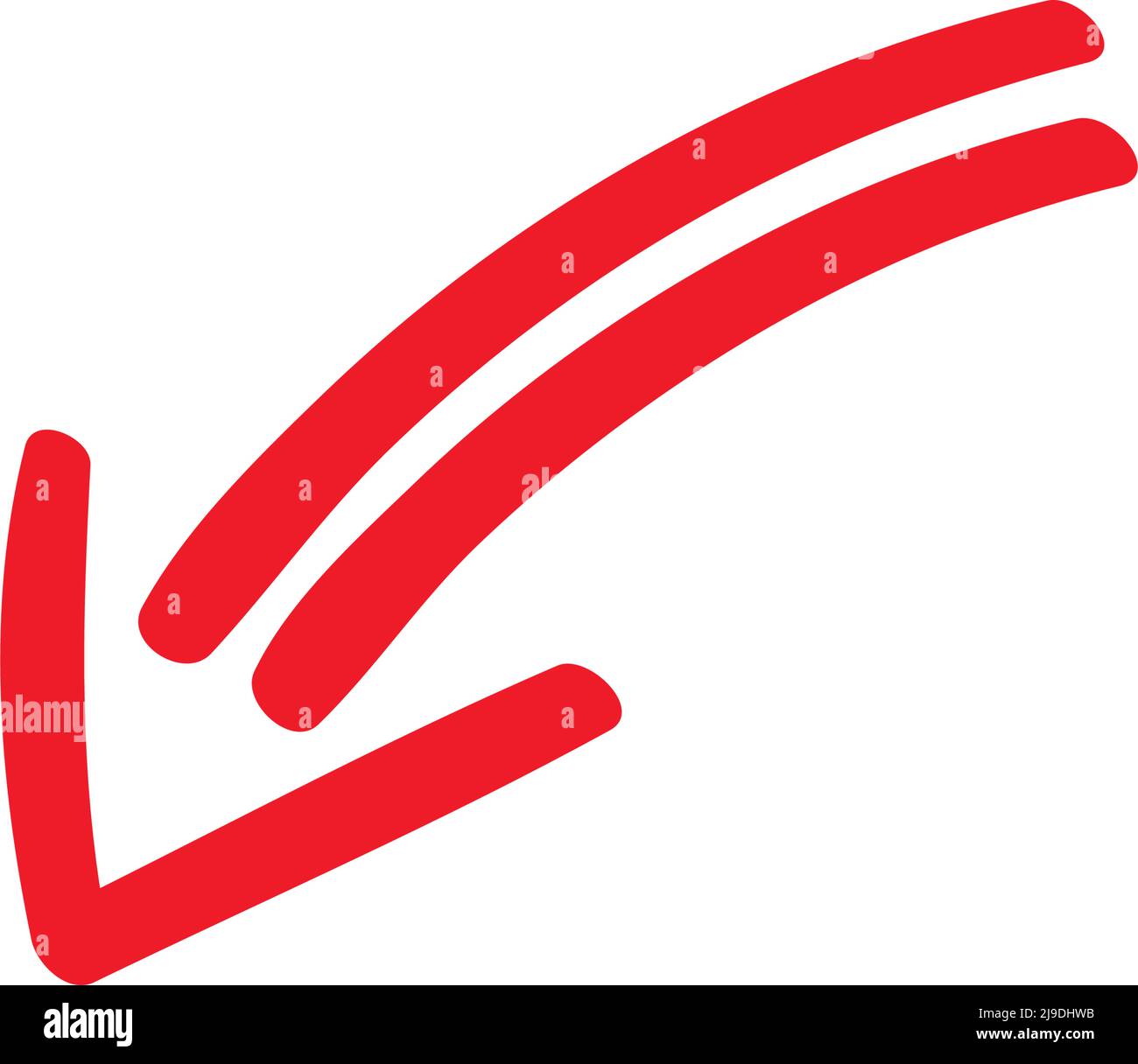 set of arrows drawn by hand. A sketch of different arrows. Double lines ...