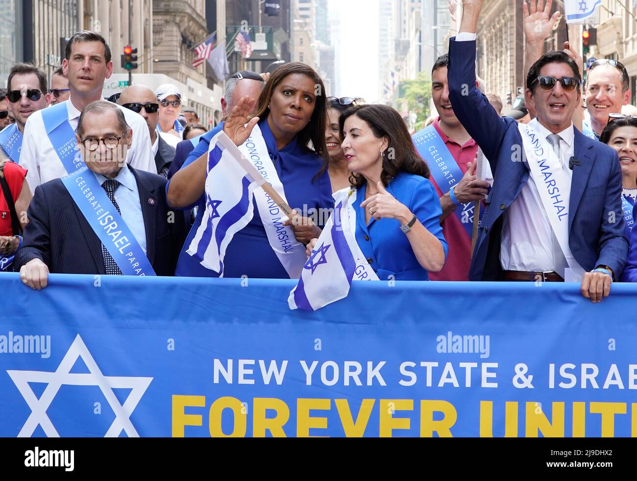 New York, USA. 22nd May, 2022. L-R: Jerry Nadler, Letitia James, Kathy ...