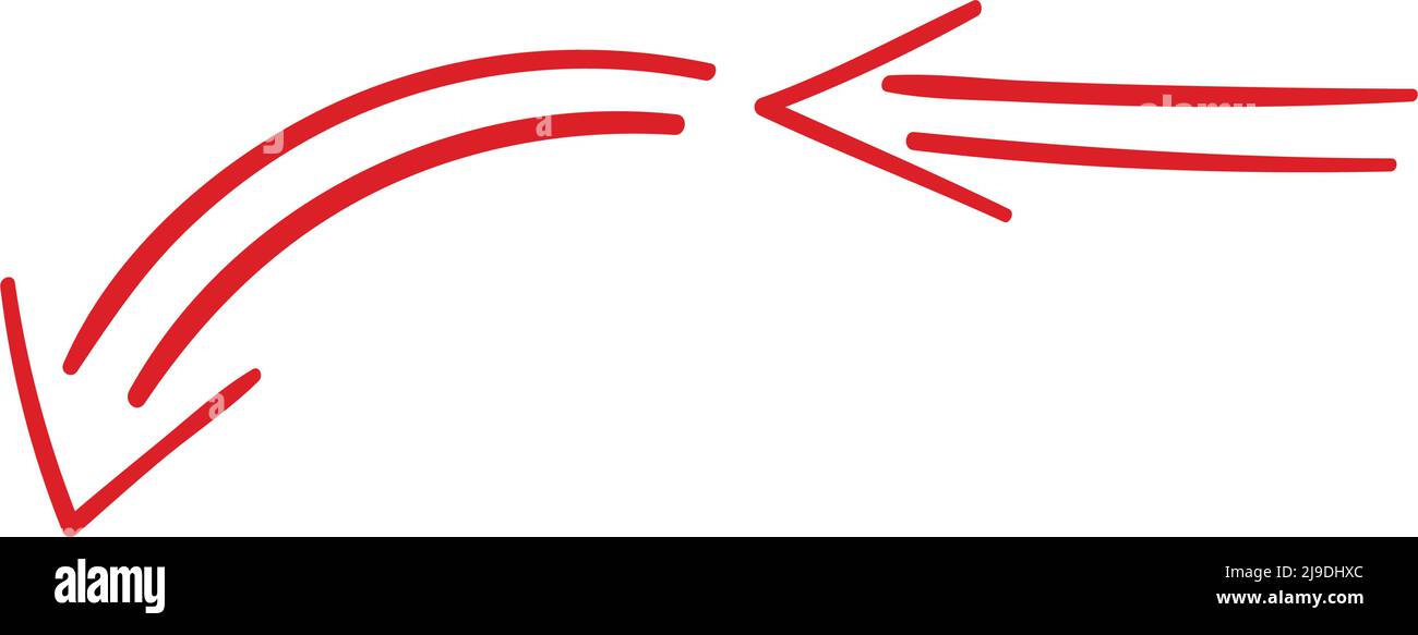 set of arrows drawn by hand. A sketch of different arrows. Double lines ...