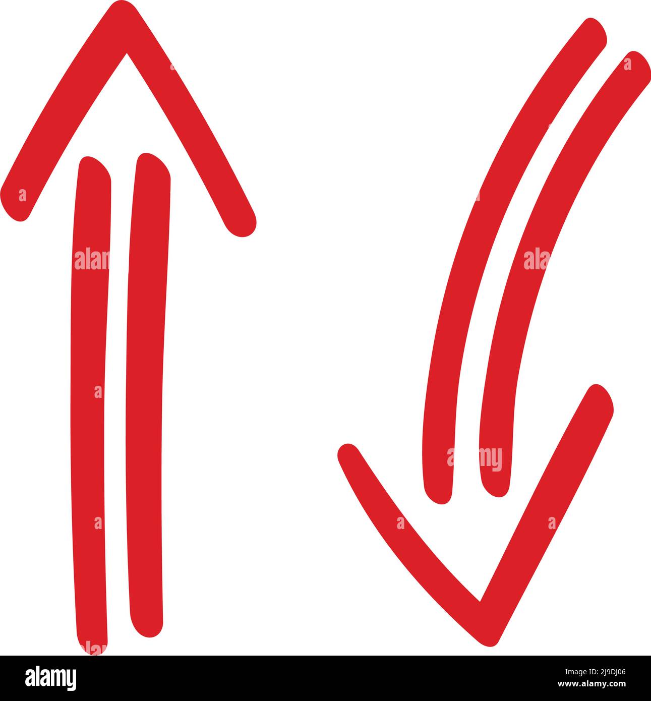 set of arrows drawn by hand. A sketch of different arrows. Double lines ...