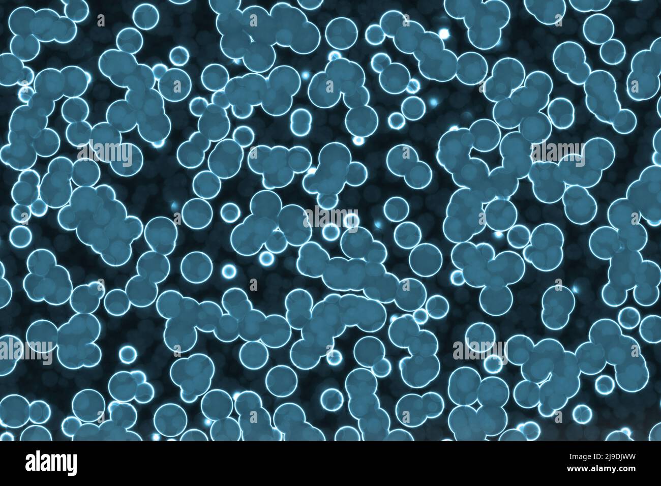 creative beautiful light blue big amount of bio cells computer art ...