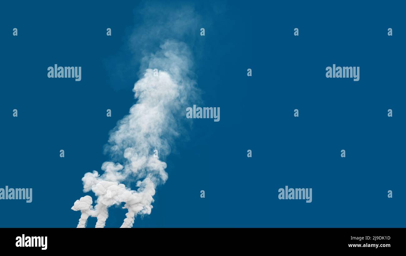 white thick contamination smoke column emission from waste burning ...